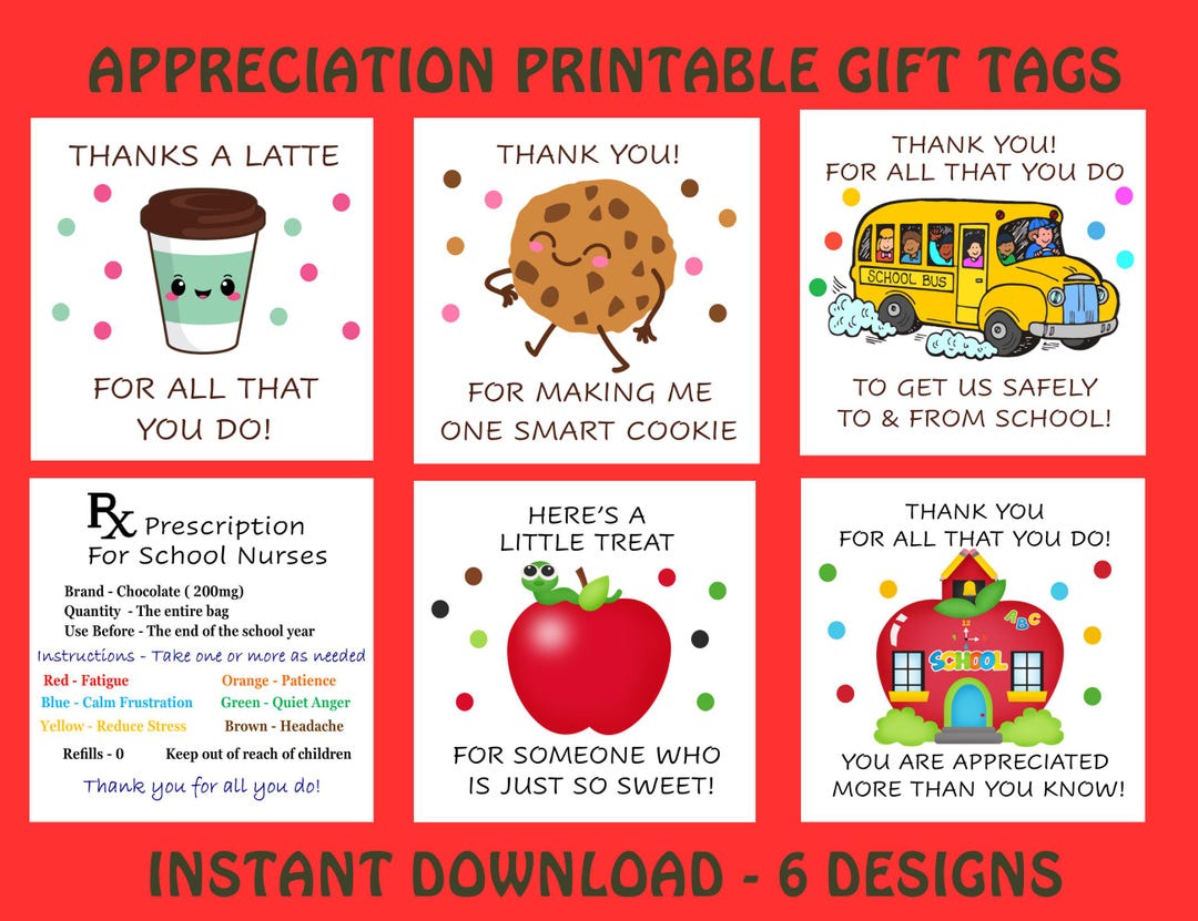 INSTANT DOWNLOAD Teacher Appreciation Thank You Candy Grams ...