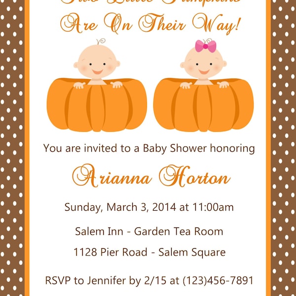 Pumpkin Twin Baby Shower Invitation - Etsy