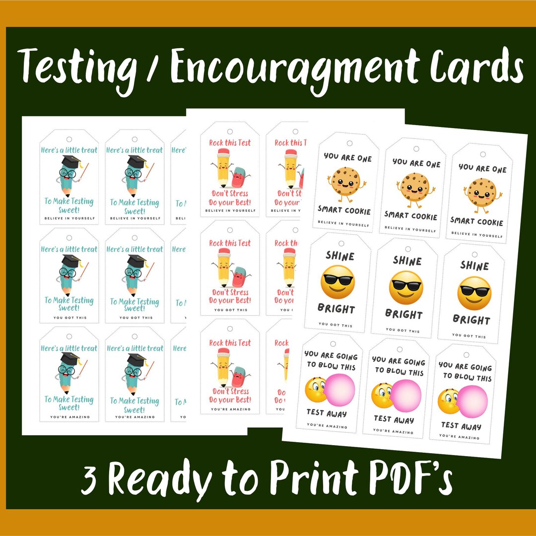 Testing Encouragement Tags | Printable Student Motivational Gift Tags ...