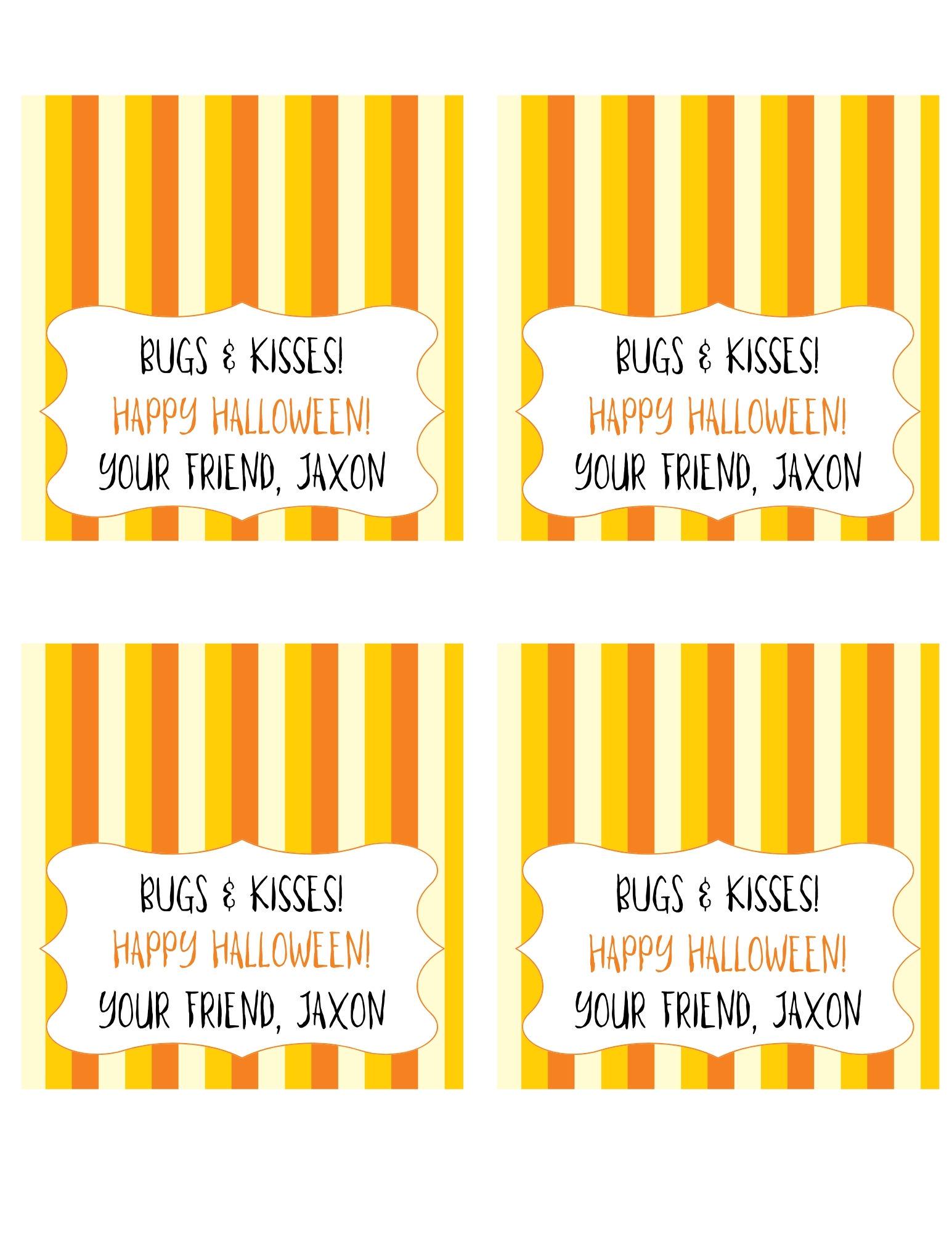 Editable Halloween Treat Bag Topper ( Bugs and Kisses) - Digital File ...