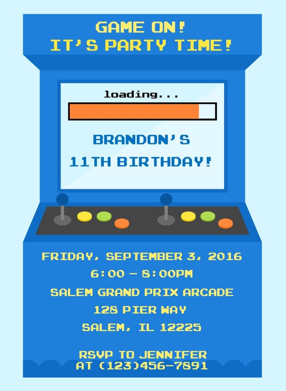 Arcade Party Invitation - (Digital File) / Video Game Birthday / Video ...