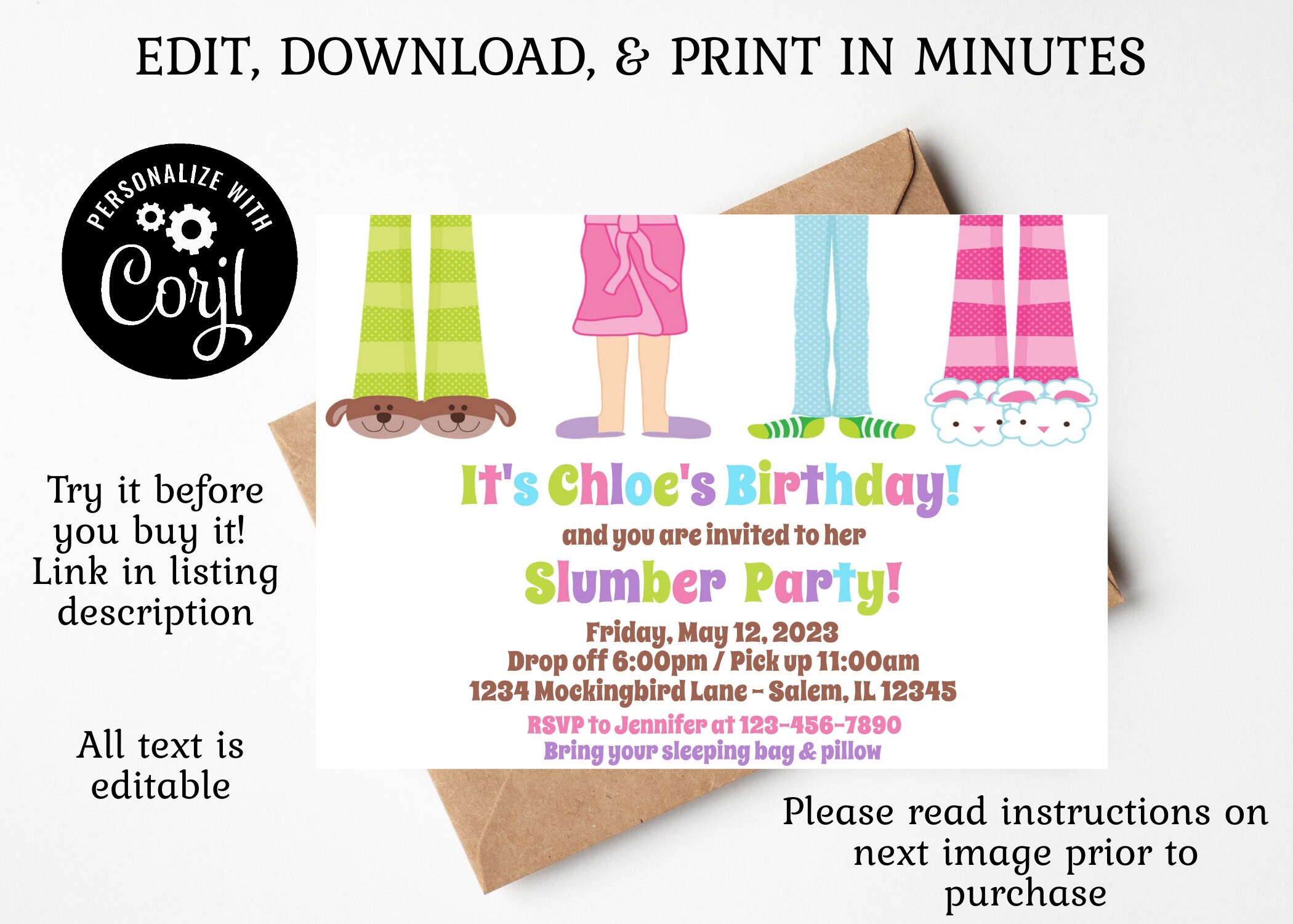 Slumber Party Invitations Wording