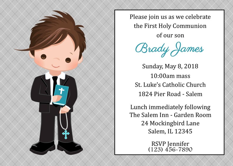 First Communion Invitation Boy digital File / Boys First - Etsy