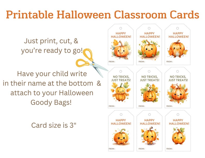 Halloween Printable Cards, Halloween Classroom Cards - Halloween Cards ...