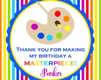 Painting Party Favor Tags Paint Birthday Favors Painting | Etsy