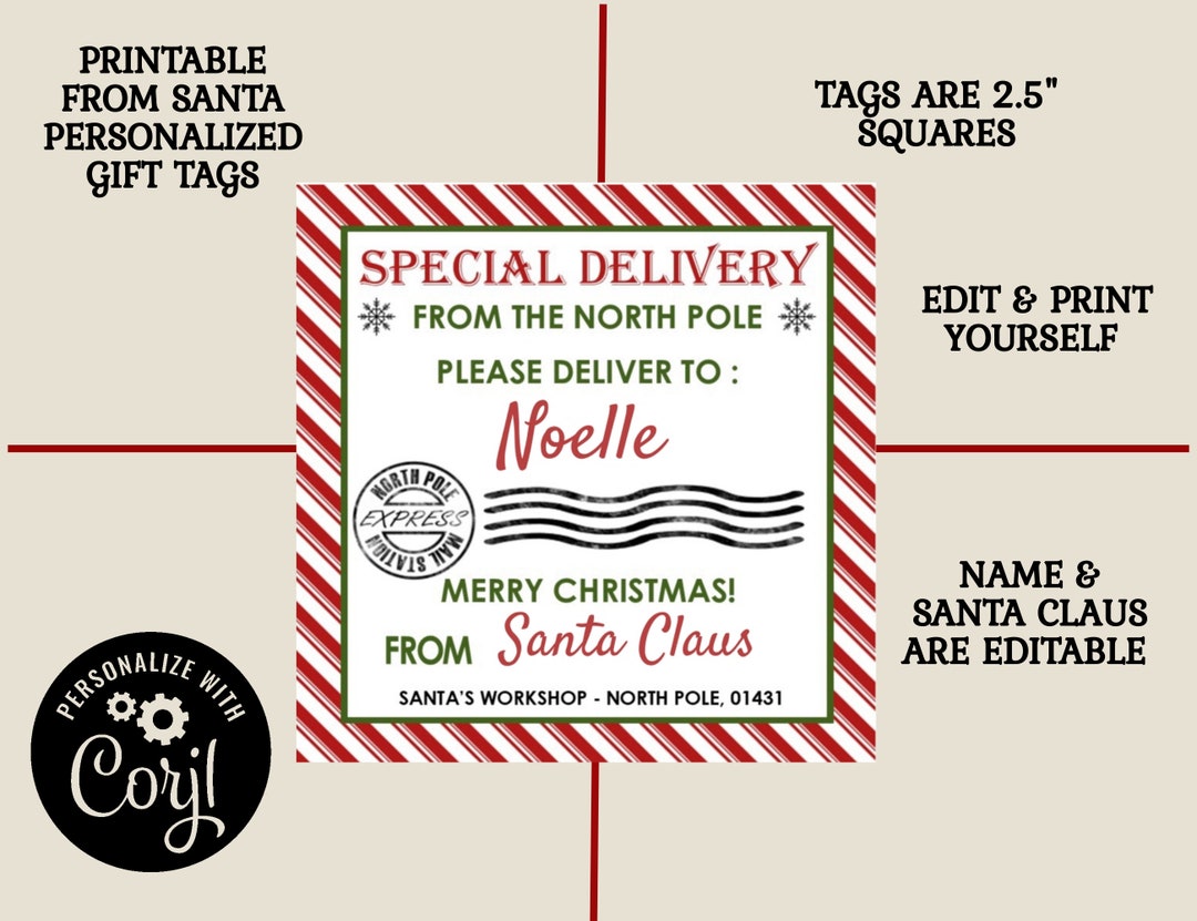 Santa Gift Tags ( Editable Printable File ) / Tags From Santa ...