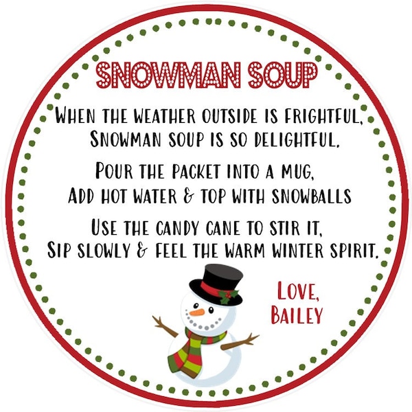 Snowman Soup Poem - Etsy
