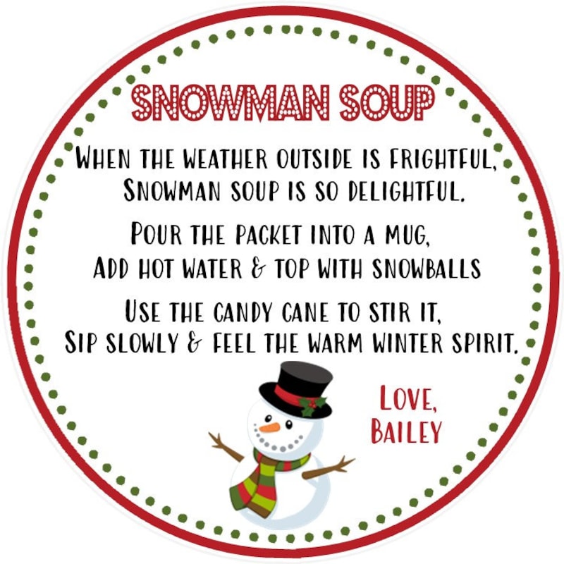Snowman Soup Poem - Etsy
