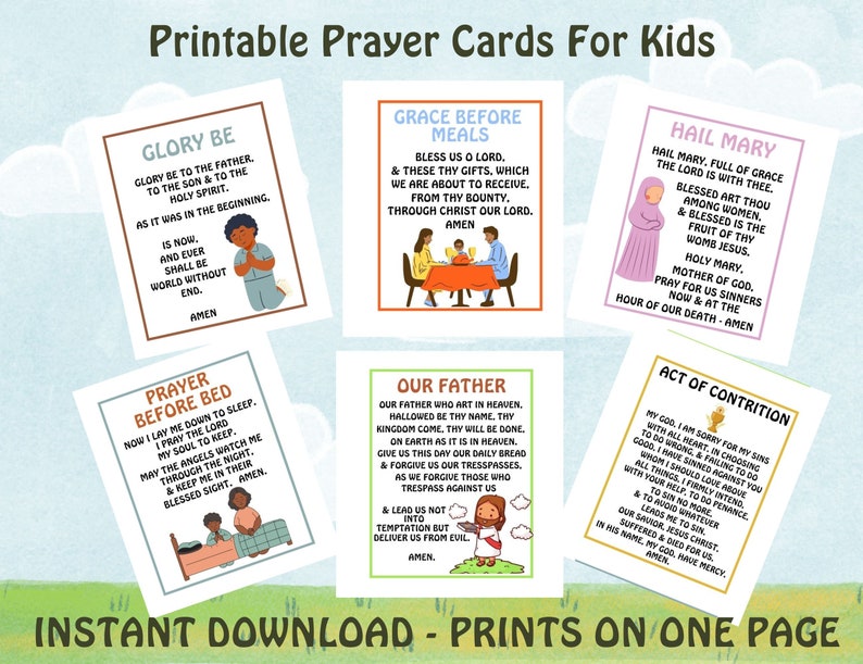 Catholic Prayer Cards for Kids, Common Catholic Prayers, Act of ...