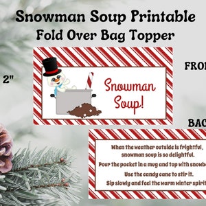 Snowman Soup Printable Treat Bag Topper ( Fits 4x6" Treat Bags ...