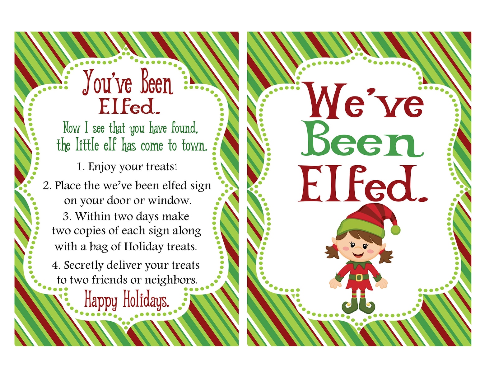 You've Been Elfed ( Girl Elf ) - Printable Instructions, Sign, and ...