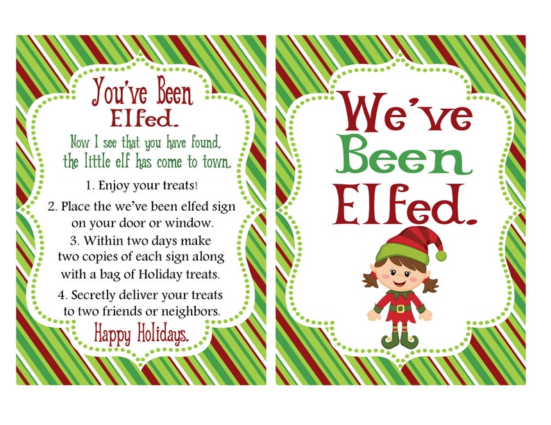 You've Been Elfed ( Girl Elf ) - Printable Instructions, Sign, and ...