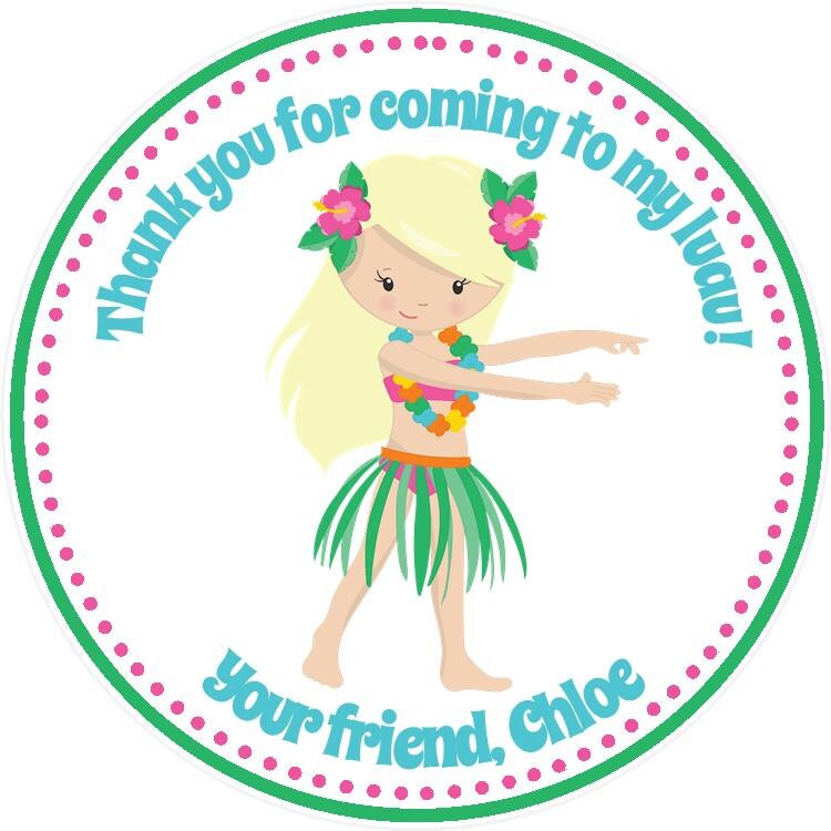 Luau Birthday Party Favor Tags Girls Set of 12 / Luau - Etsy
