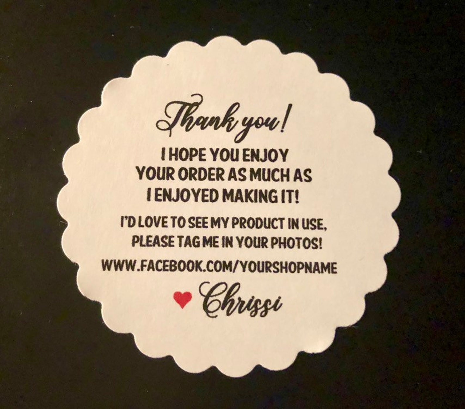 Thank You for Your Order Tags ( 2.5" Scalloped Circle Tags ) - Product ...