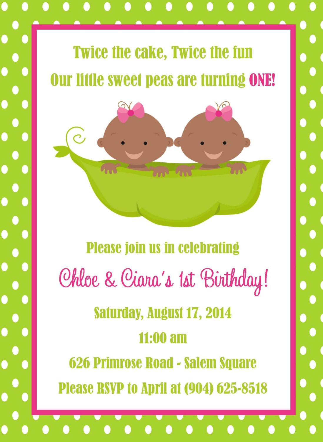 Twins First Birthday Invitation digital File / First - Etsy