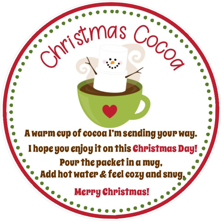 Hot Chocolate Favor Tag - Digital File - YOU PRINT - Christmas Favor ...