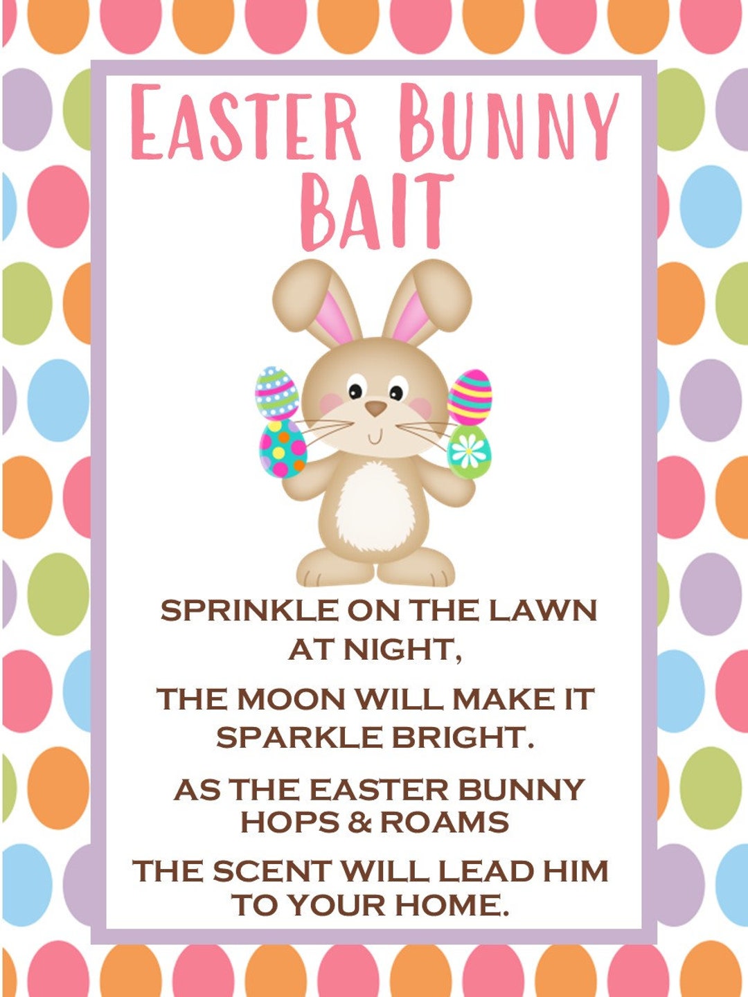 Easter Bunny Bait Tags - Printable File - Instant Download, Easter ...
