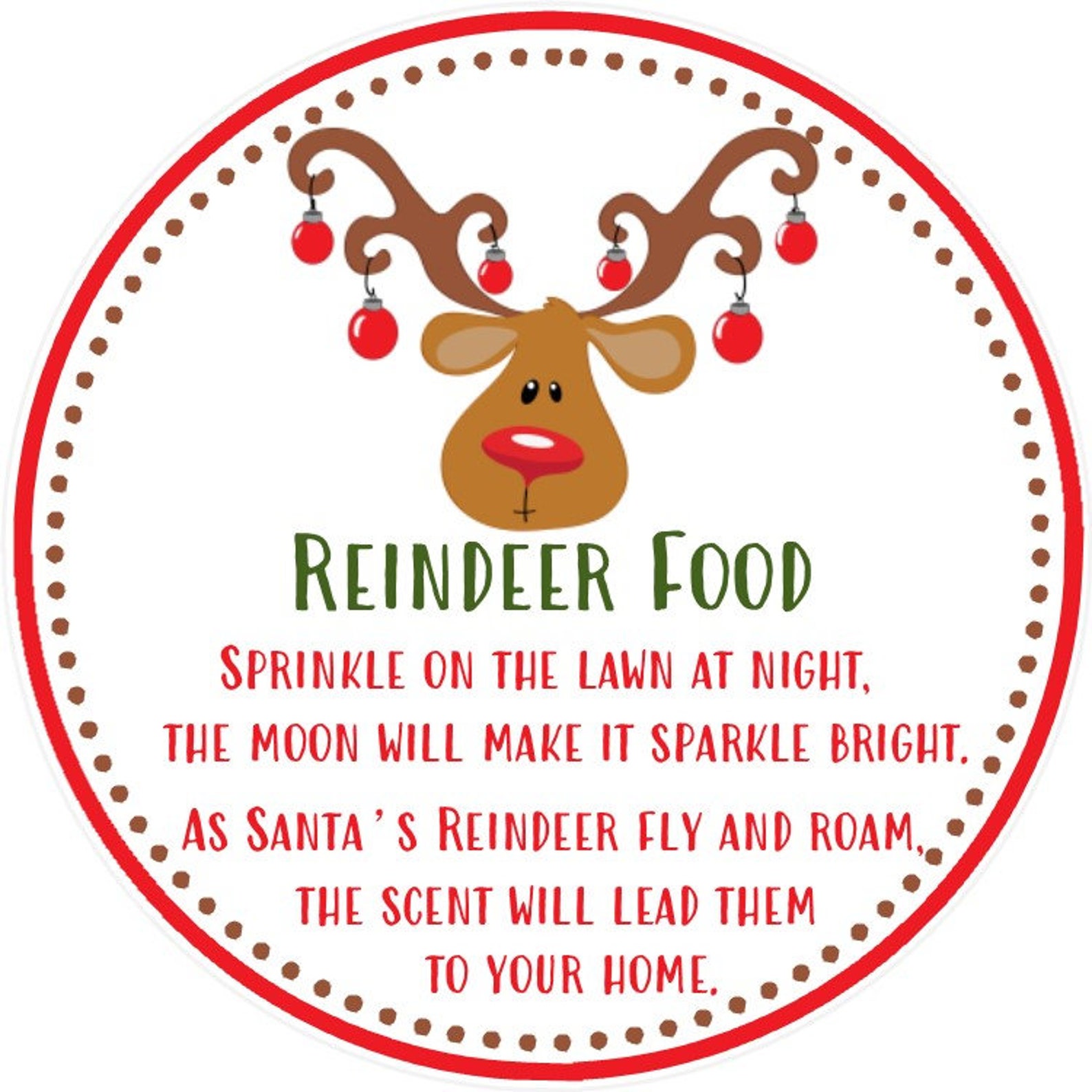 Reindeer Food Tags - Printable File - Instant Download / Reindeer Food ...