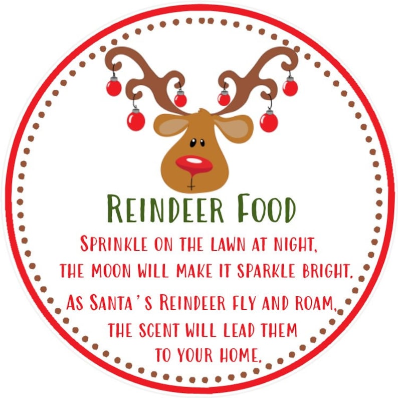 Reindeer Food Tags - Printable File - Instant Download / Reindeer Food ...