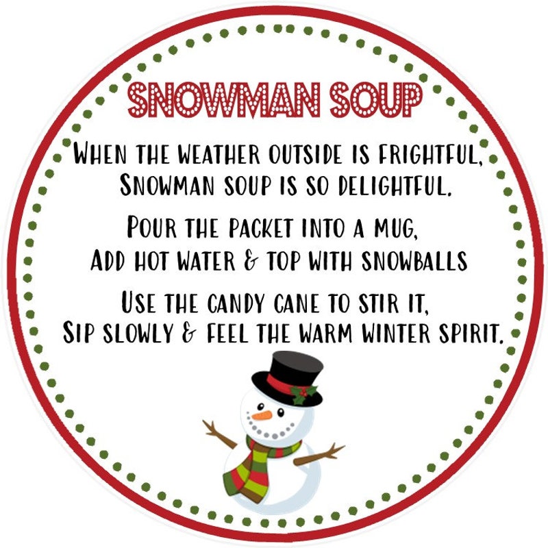 Snowman Soup Poem - Etsy
