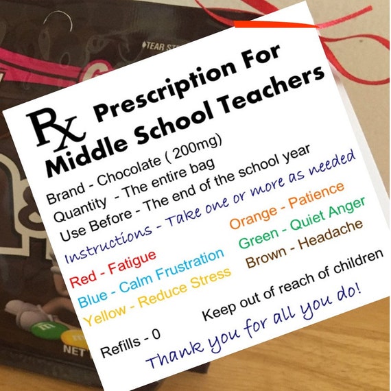 DIY - Printable File - Middle School Teacher Appreciation Favor Tag ...