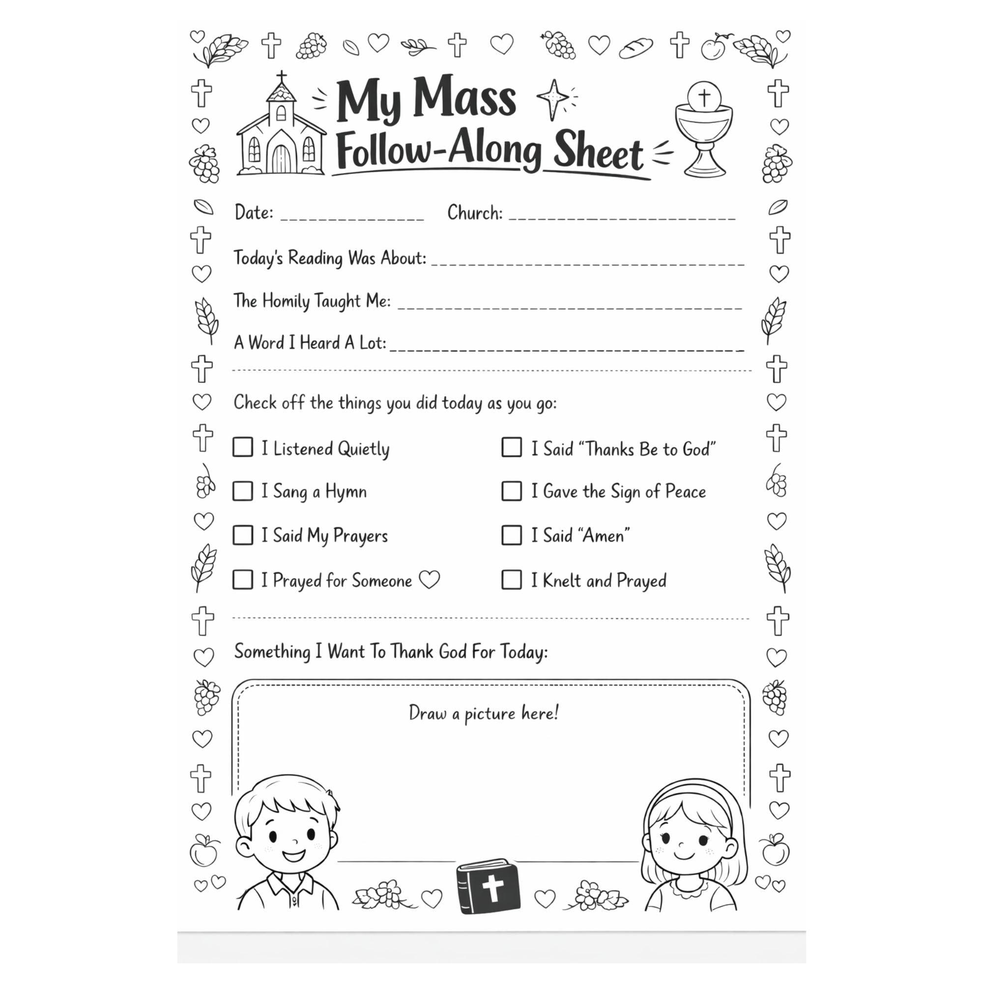 Catholic Mass Activity Sheet for Kids Printable | My Mass Follow Along ...