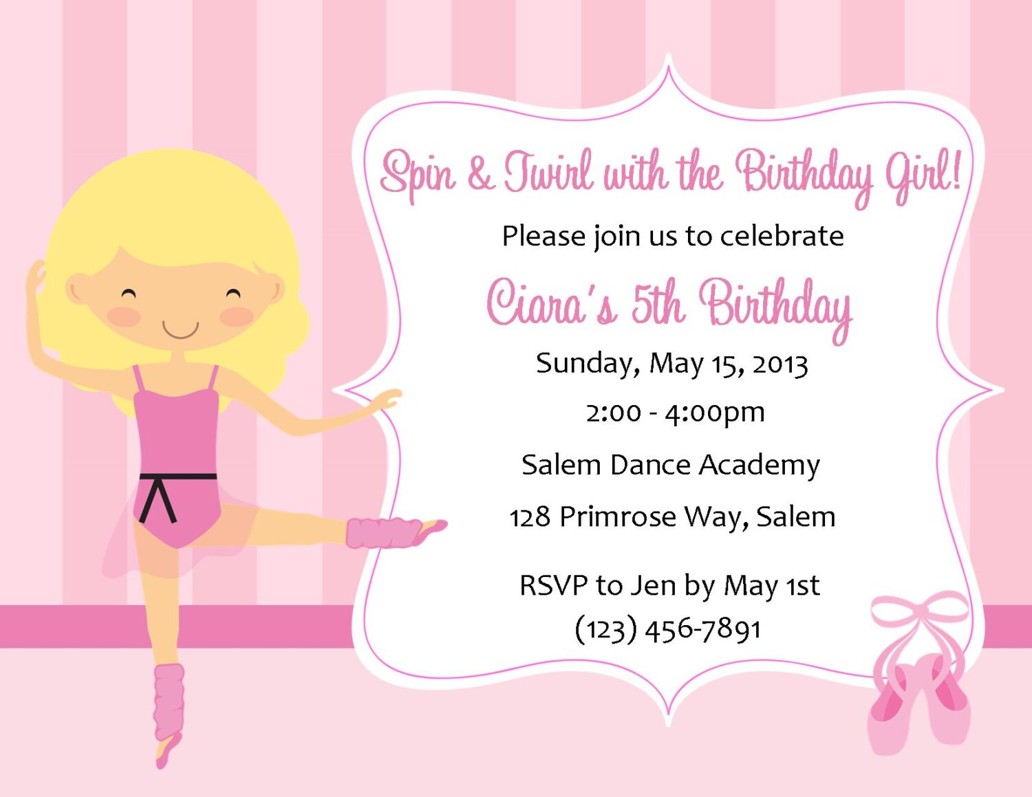 Ballet Birthday Invitation Digital File / Ballet Invitation | Etsy
