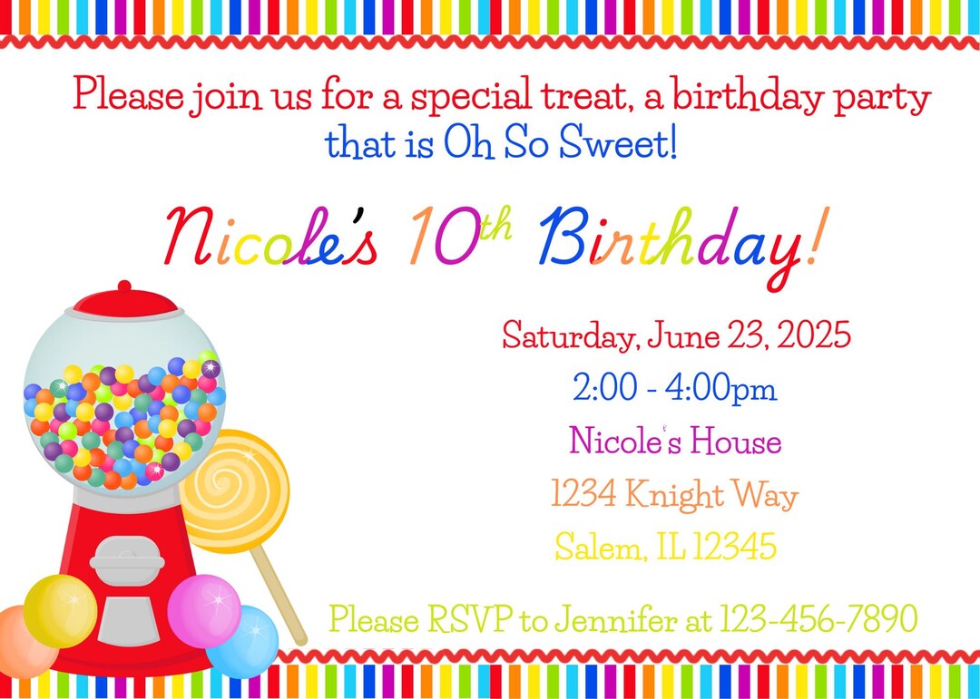 Editable Candy Invitation | Candy Birthday Invitation Template | Candy ...