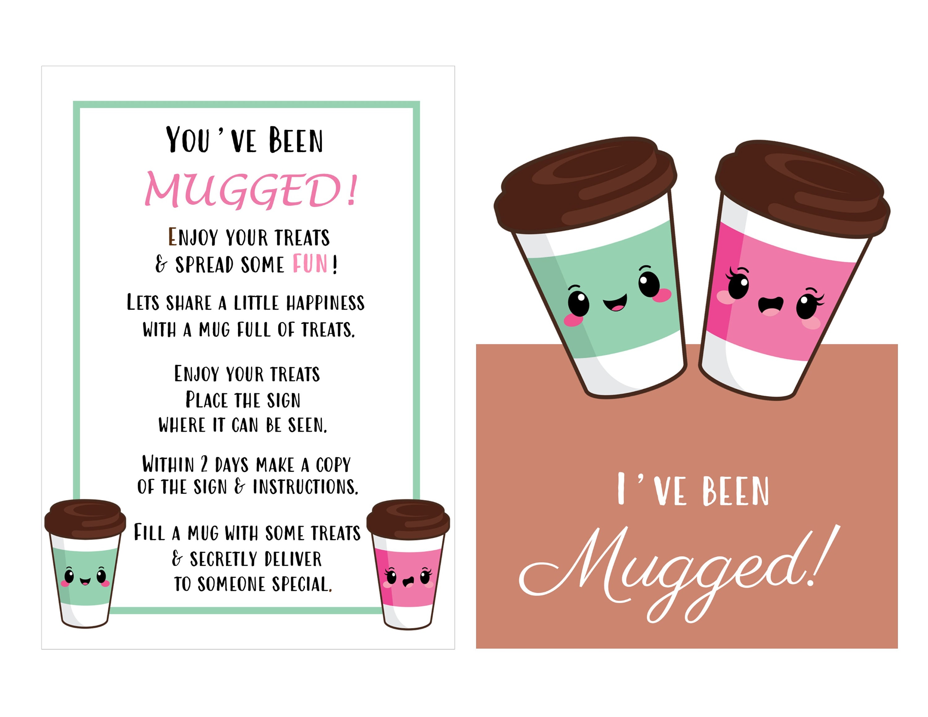 You've Been Mugged Printable Instructions Sign and - Etsy Canada