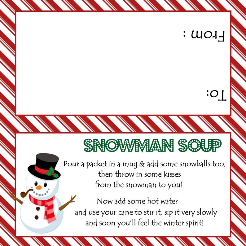 Snowman Soup Bag Topper Fits 4x6 Bags Printable - Etsy