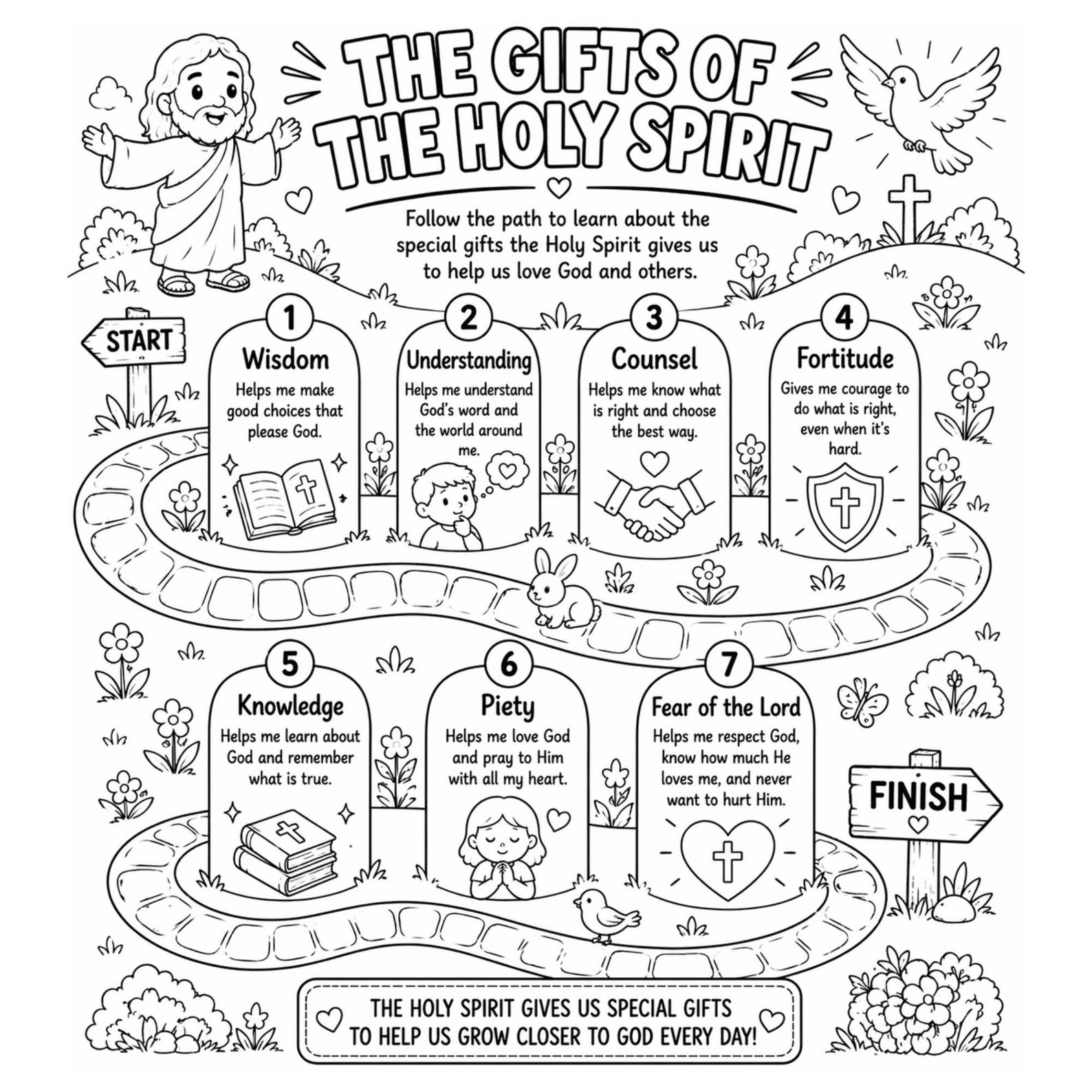 Gifts of the Holy Spirit Worksheet for Kids | Catholic Path Activity ...