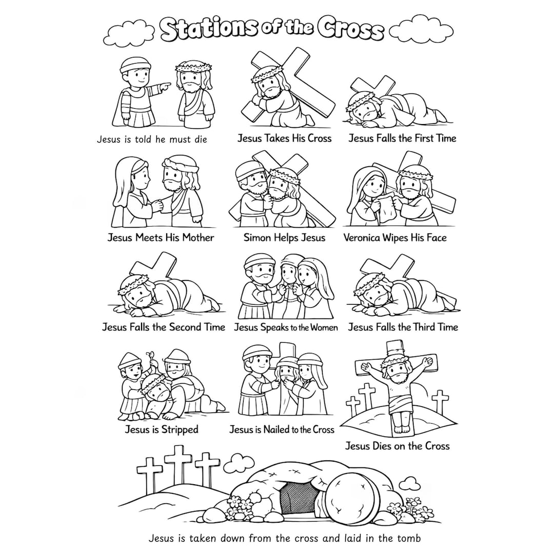 Stations of the Cross Coloring Page for Kids | Catholic Easter & Lent ...