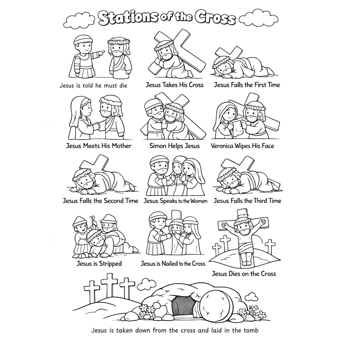 Stations of the Cross Coloring Page for Kids | Catholic Easter & Lent ...