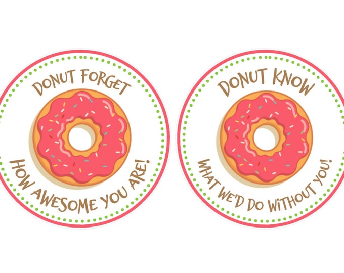 Donut Favor Tags Printable File You Print Donut Gift Tags Donut ...