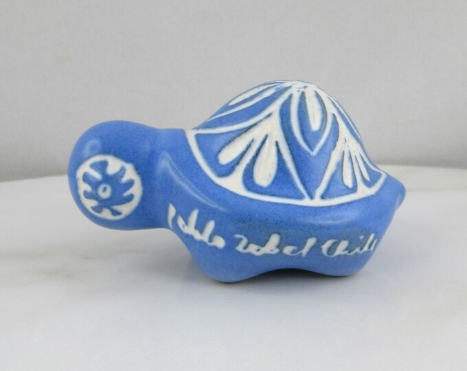 Vintage Pablo Zabal Chile Pottery Turtle, Chilean Mid Century Blue ...