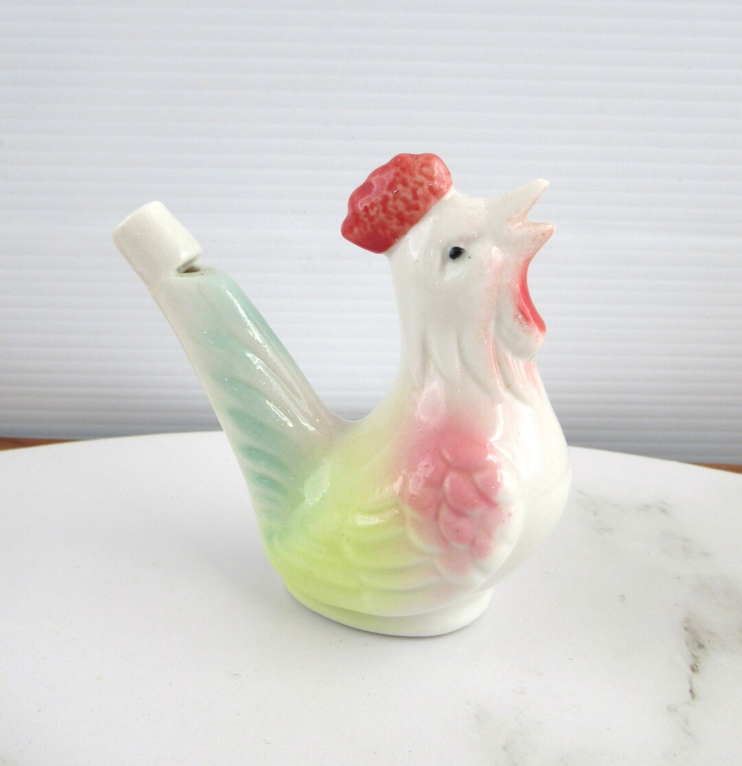 Vintage Hand Painted Ceramic Chicken Shaped Whistle, Figural Bird Water ...