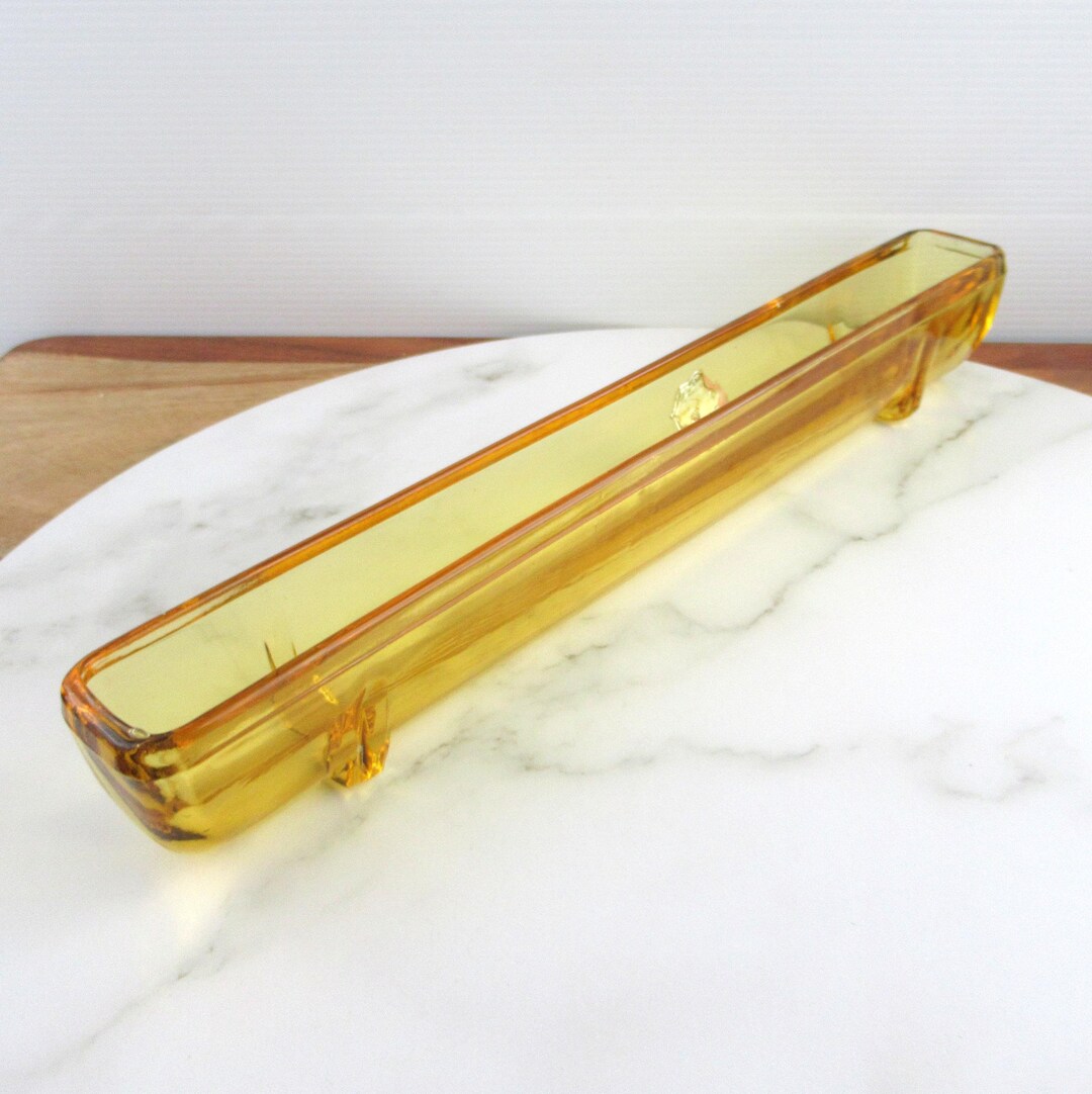 Vintage Art Deco Amber Glass Posy Trough , 1930's Glass Flower Vase ...