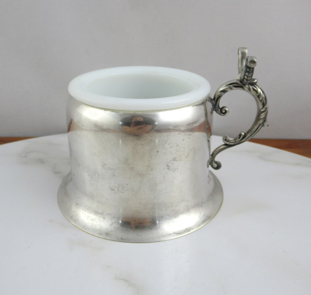 Vintage Apollo Silver Co Shaving Mug With Milk Glass Insert, Made in ...