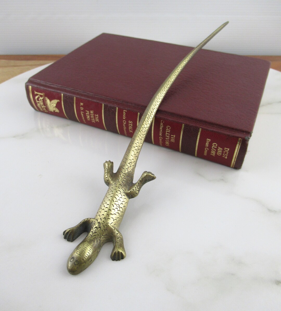 Vintage Brass Lizard Letter Opener, Metal Novelty Letter Slitter ...