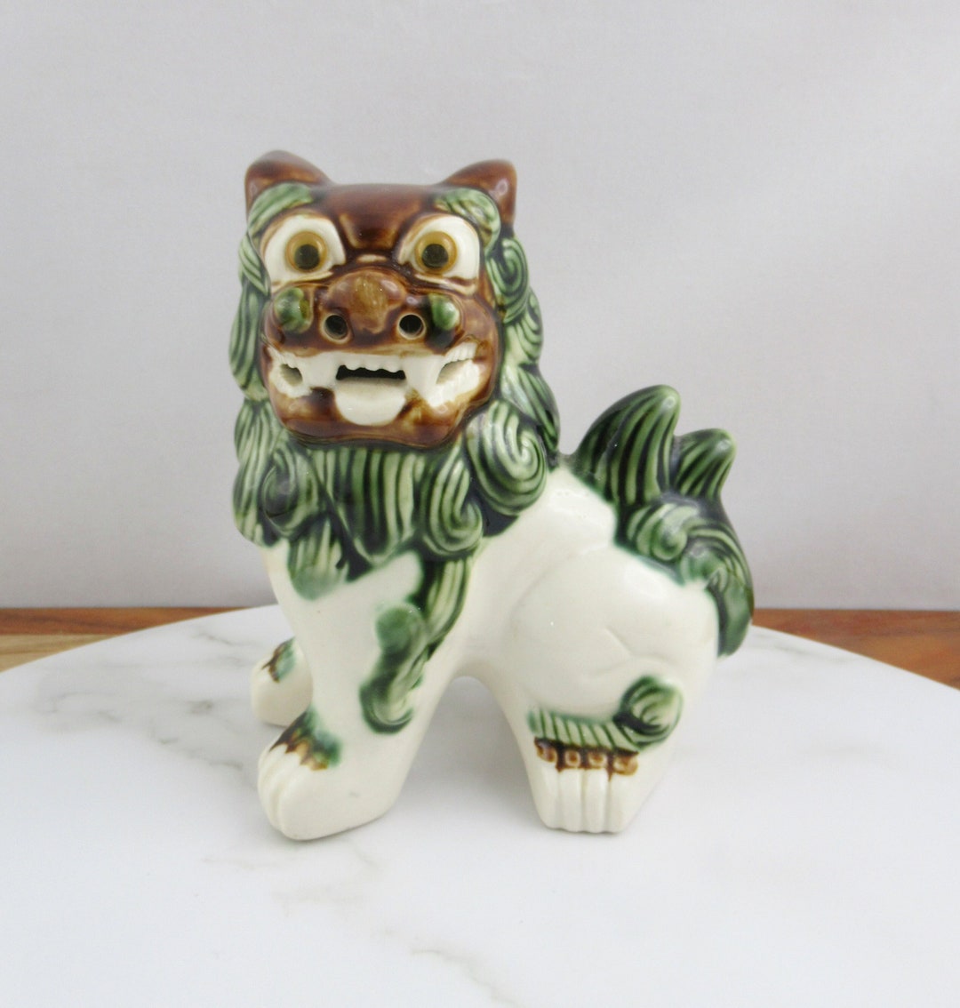 Large Vintage Ceramic Foo Dog Figure, Chinese Guardian Lion With Moving ...