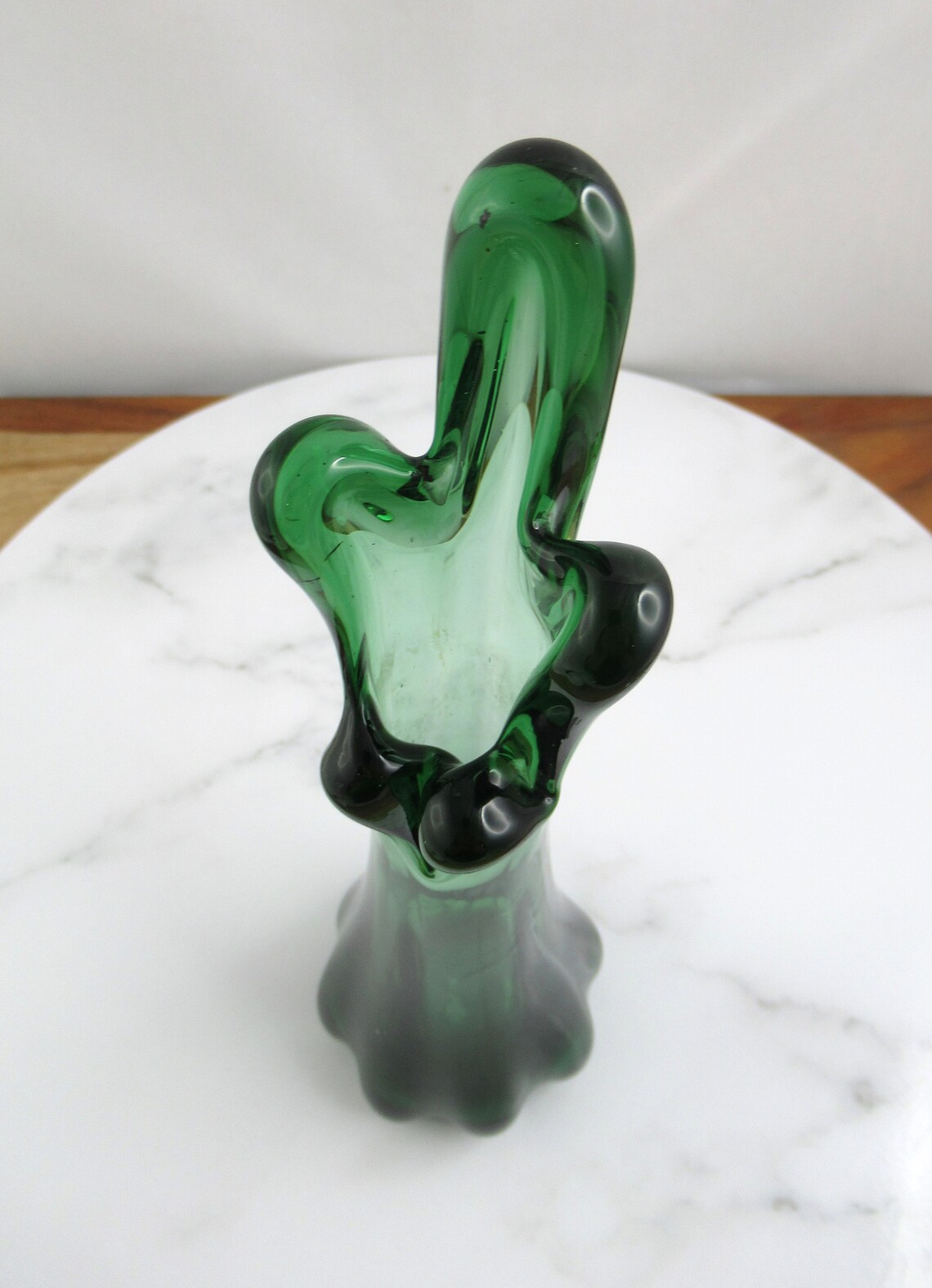 Stunning Vintage Dark Green Glass Finger Vase Mid Century Art - Etsy