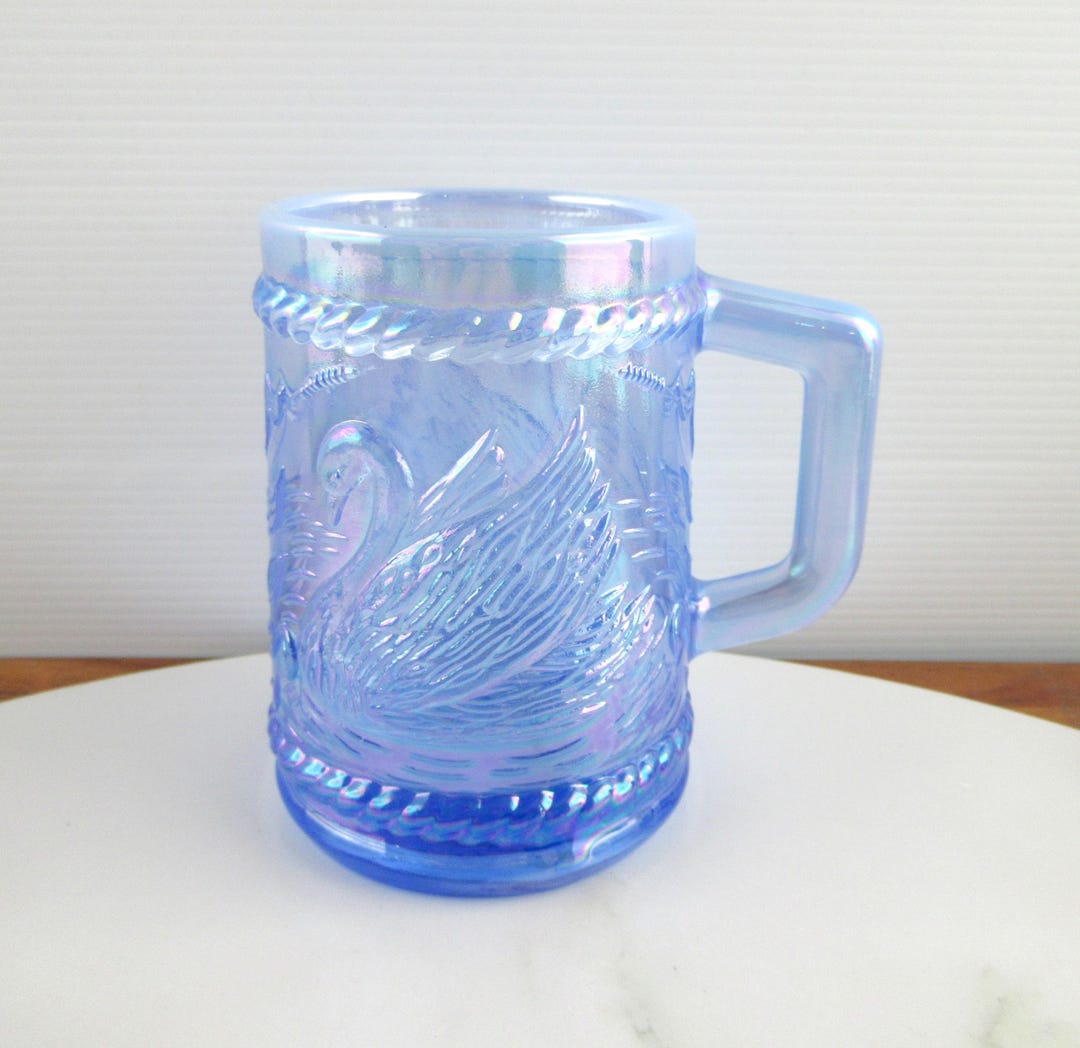 Vintage Fenton Glass Light Blue Opalescent & Iridescent Swan Mug ...
