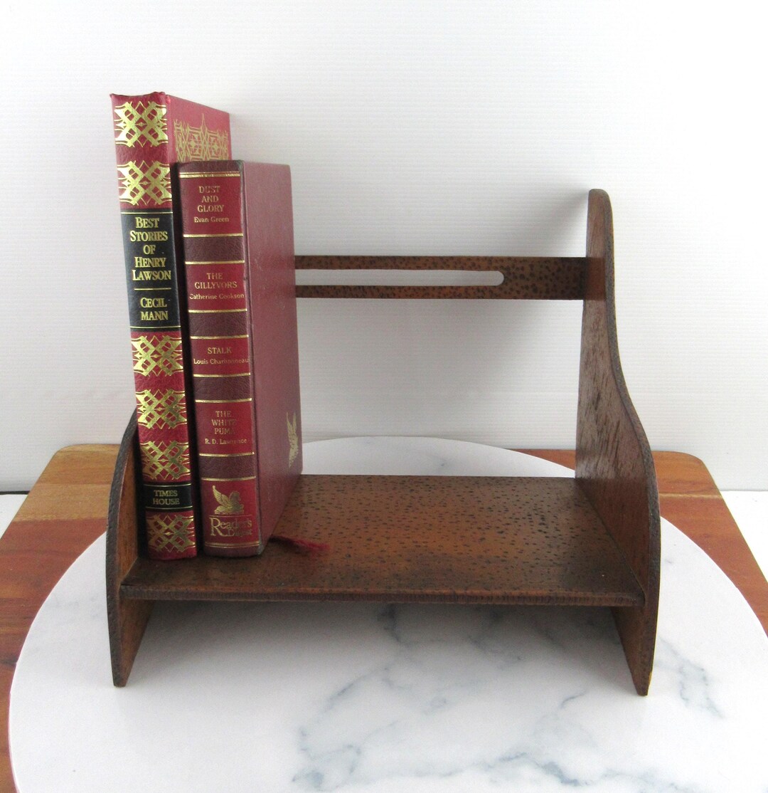 Vintage Wooden Pokerwork Bookshelf Book Rest With Bird Detail, Desk Top ...