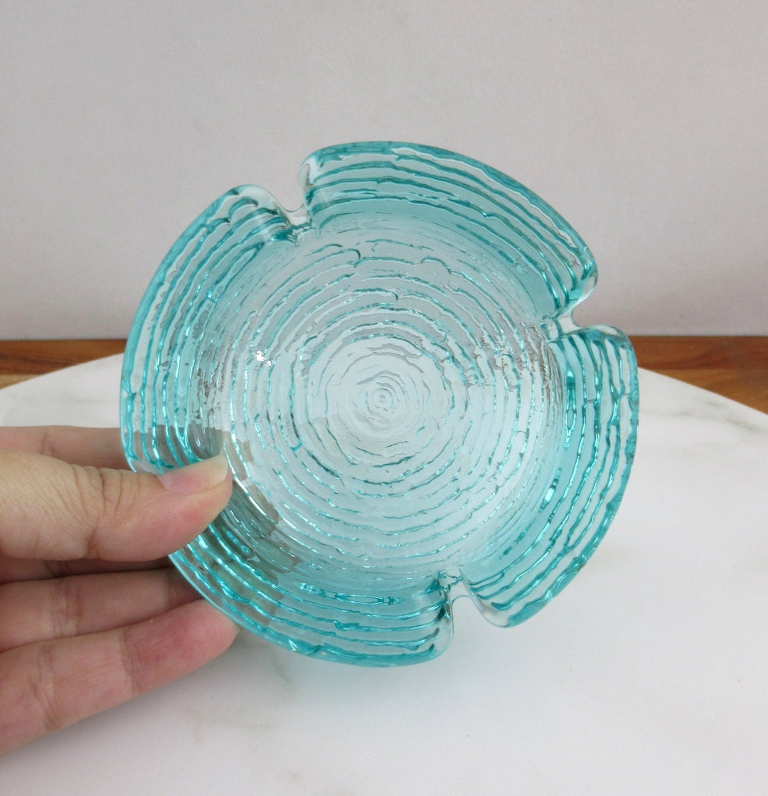 Small Vintage Mid Century Anchor Hocking Soreno Aqua Blue Glass Ashtray ...
