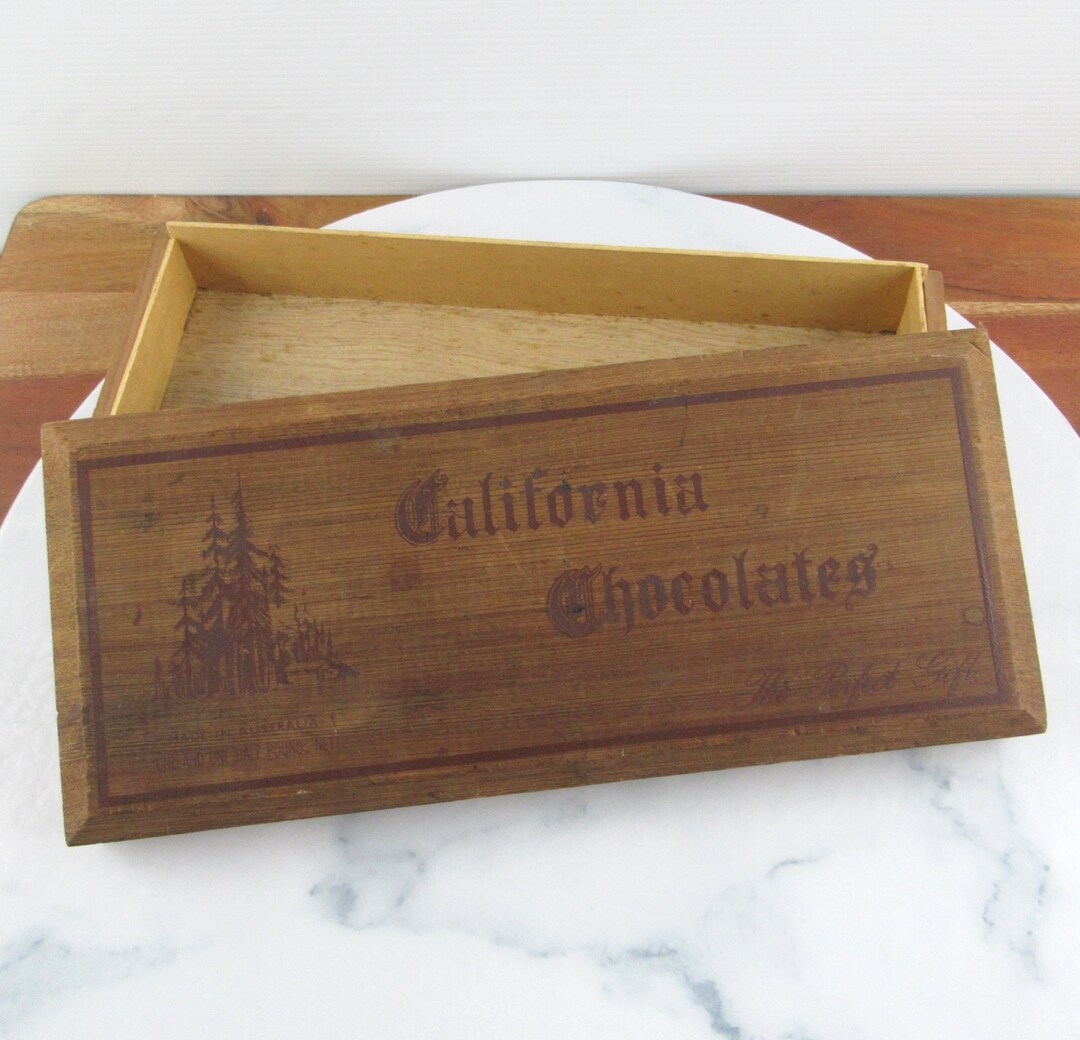 Vintage Rustic Wooden Chocolate Box, California Chocolates Sydney ...
