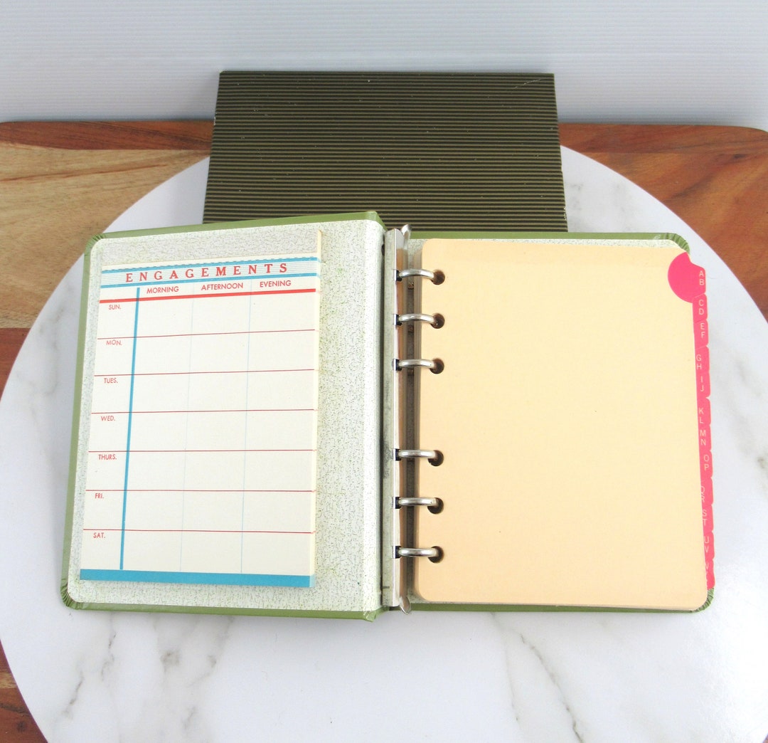 Vintage Green Vinyl Hard Cover Phone & Address Binder Book, Ring Binder ...