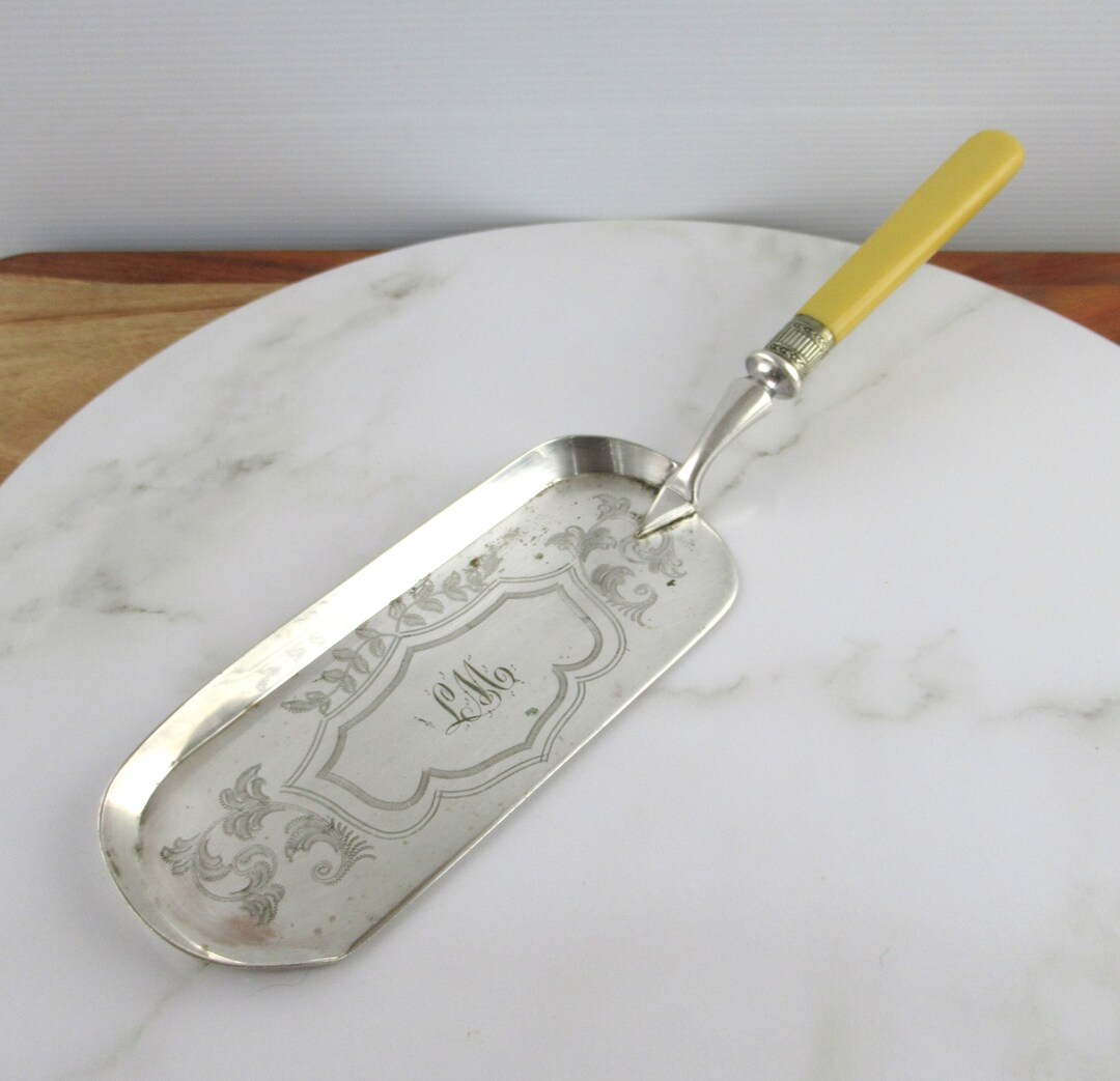 Antique Victorian Faux Bone Handle Silver Plated Crumb Catcher Tray ...