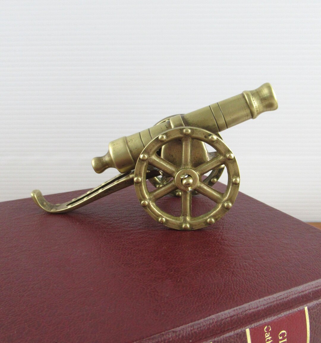 Vintage Brass Cannon Figurine, Mid Century Decor, Desk or Shelf Decor ...