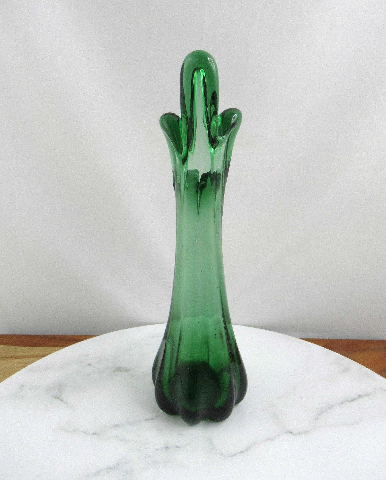 Stunning Vintage Dark Green Glass Finger Vase Mid Century Art - Etsy
