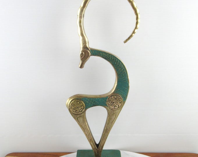 Large Vintage Mid Century Brass Stylized Ibex Figure Figurine Statue ...